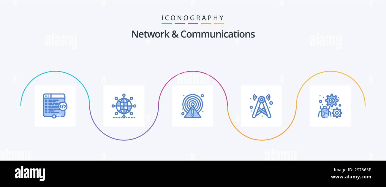 Network And Communications Blue 5 Icon Pack Including network. signal ...