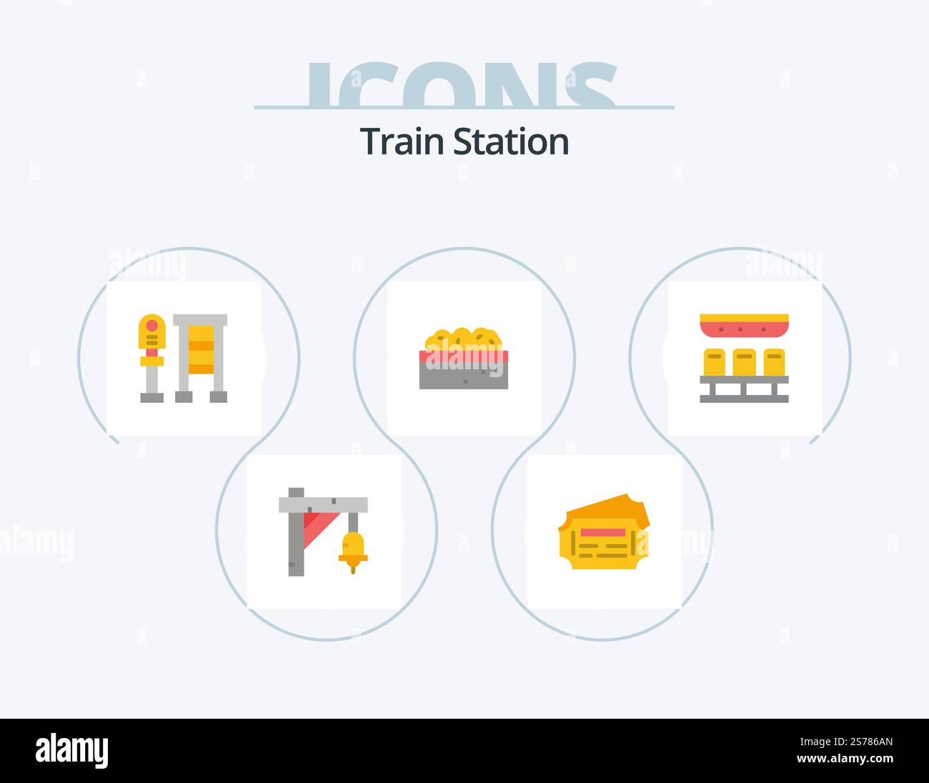 Train Station Flat Icon Pack 5 Icon Design. transportation. seats. bus ...