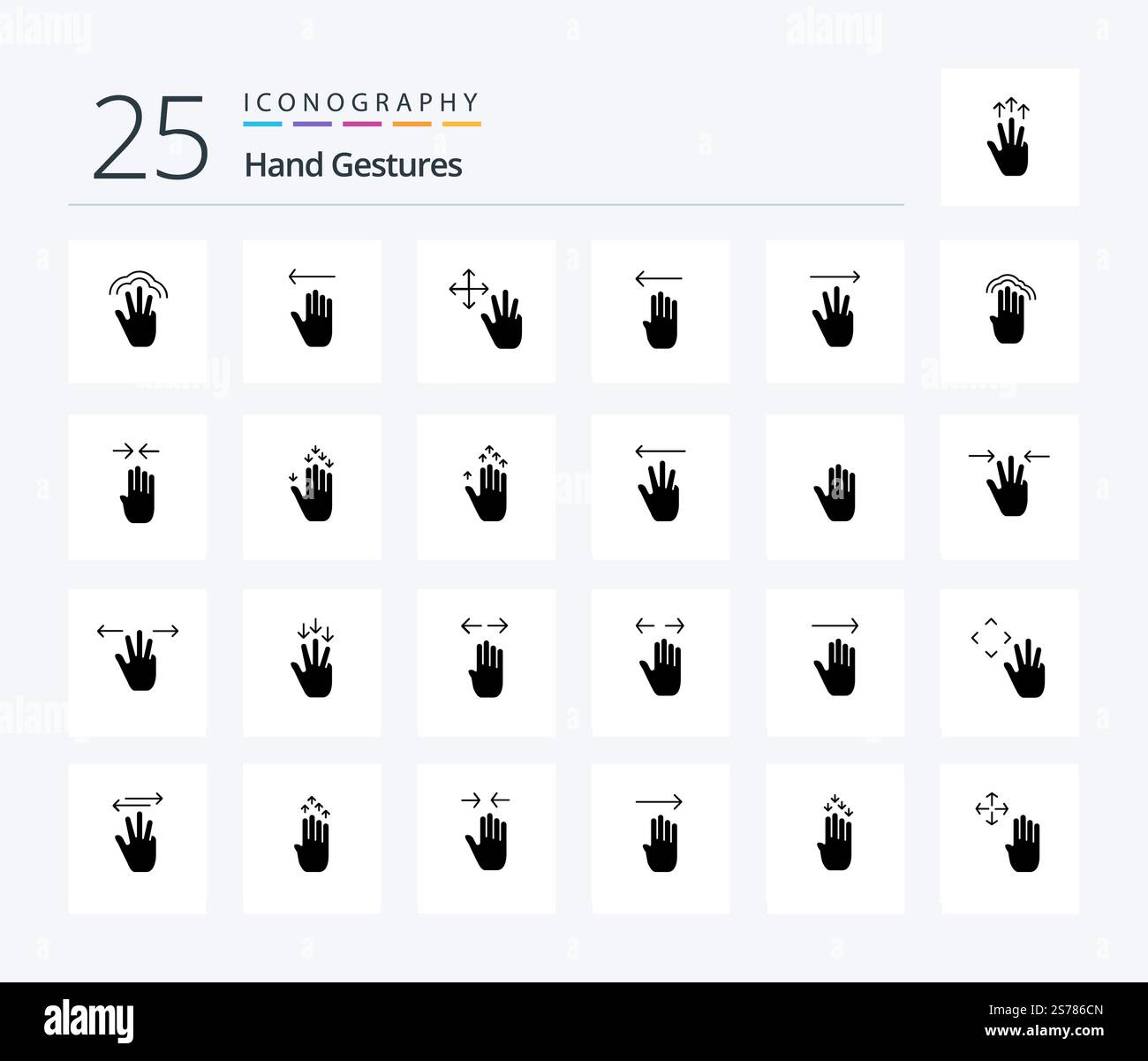 Hand Gestures 25 Solid Glyph icon pack including hand. gesture. left ...