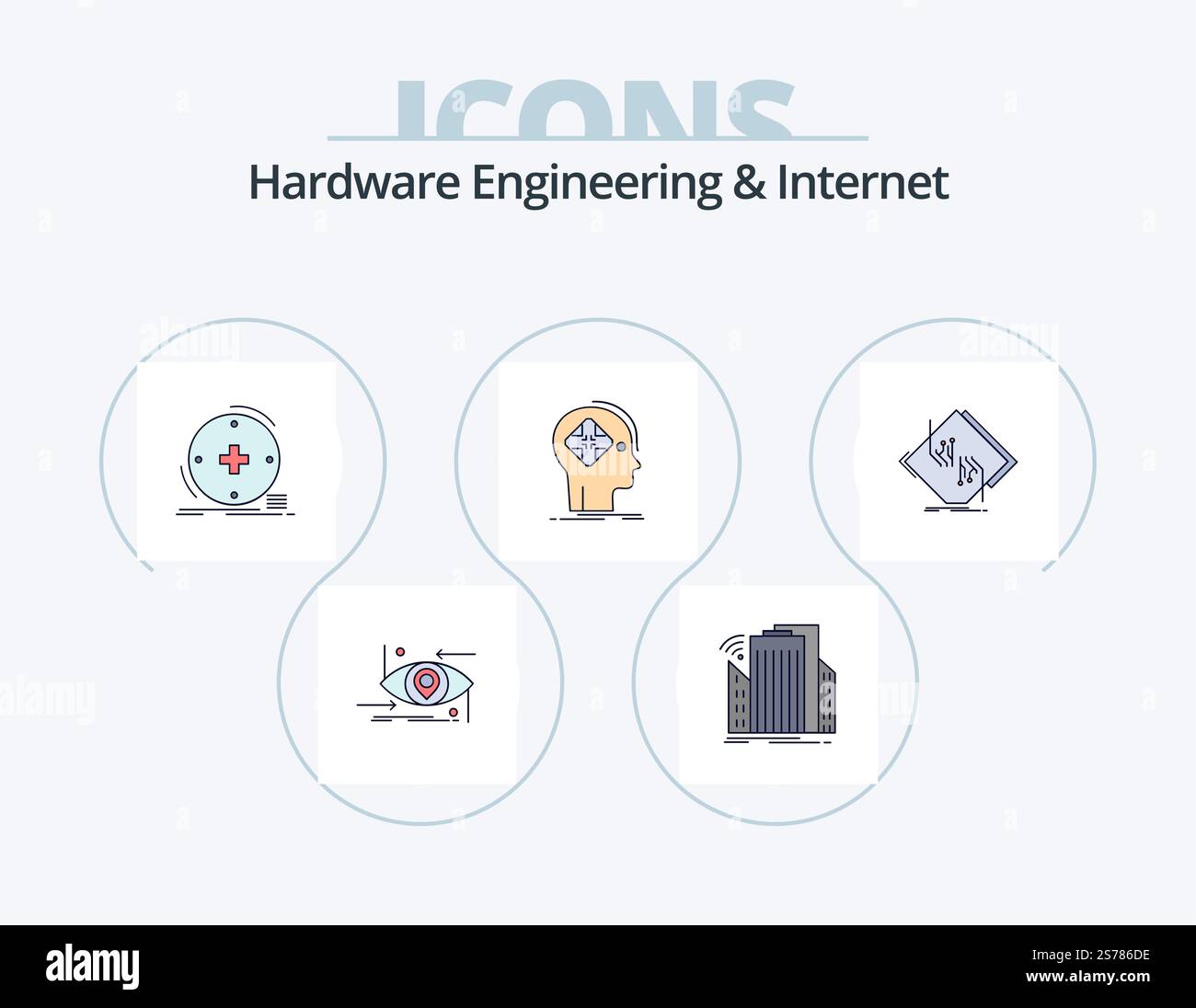 Hardware Engineering And Internet Line Filled Icon Pack 5 Icon Design ...