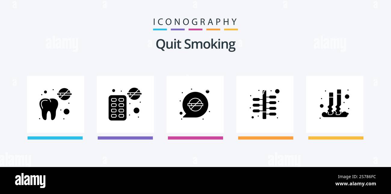Quit Smoking Glyph 5 Icon Pack Including cigarette. quit. healthy ...