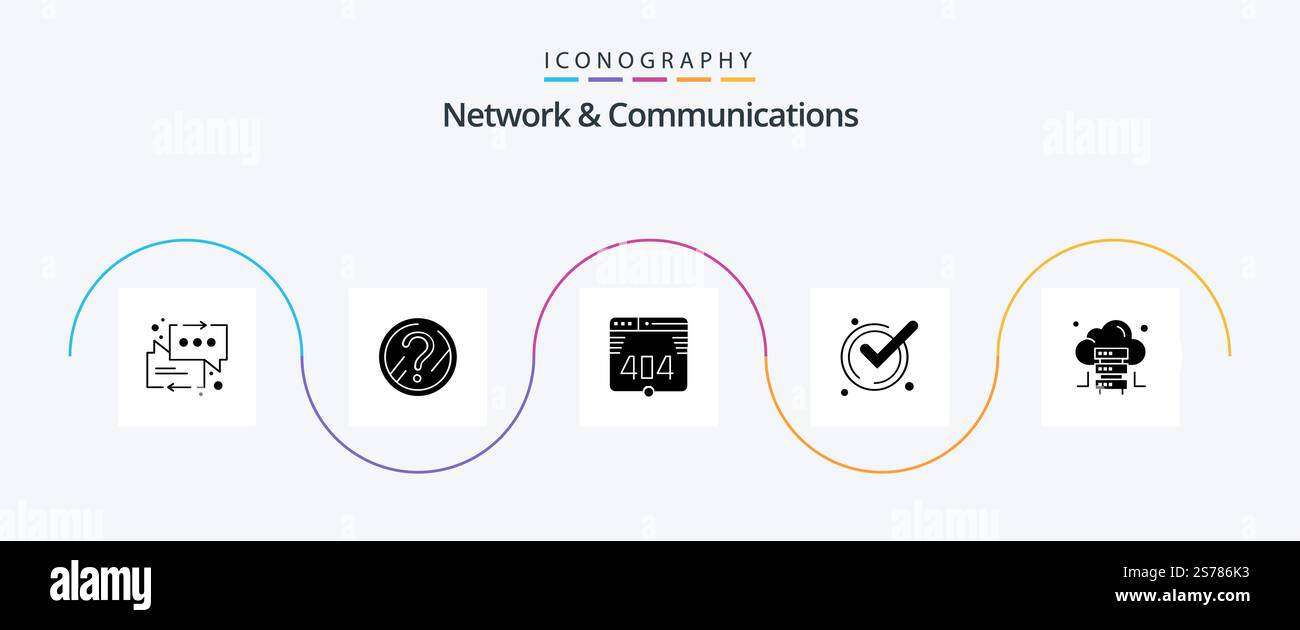 Network And Communications Glyph 5 Icon Pack Including server. cloud ...