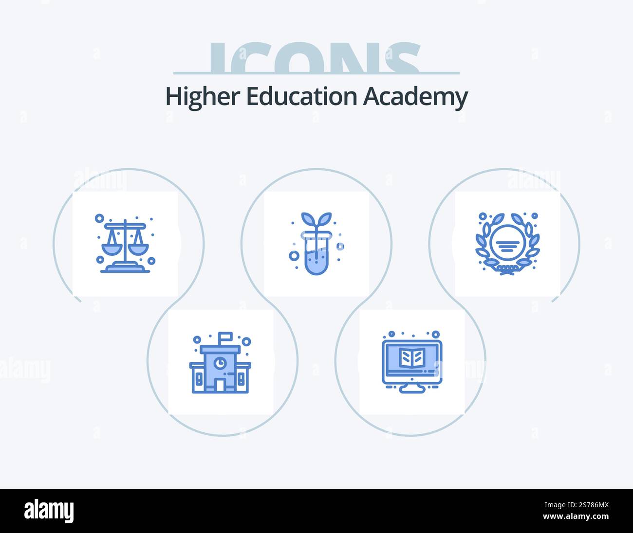 Academy Blue Icon Pack 5 Icon Design. school logo. badge. balance ...