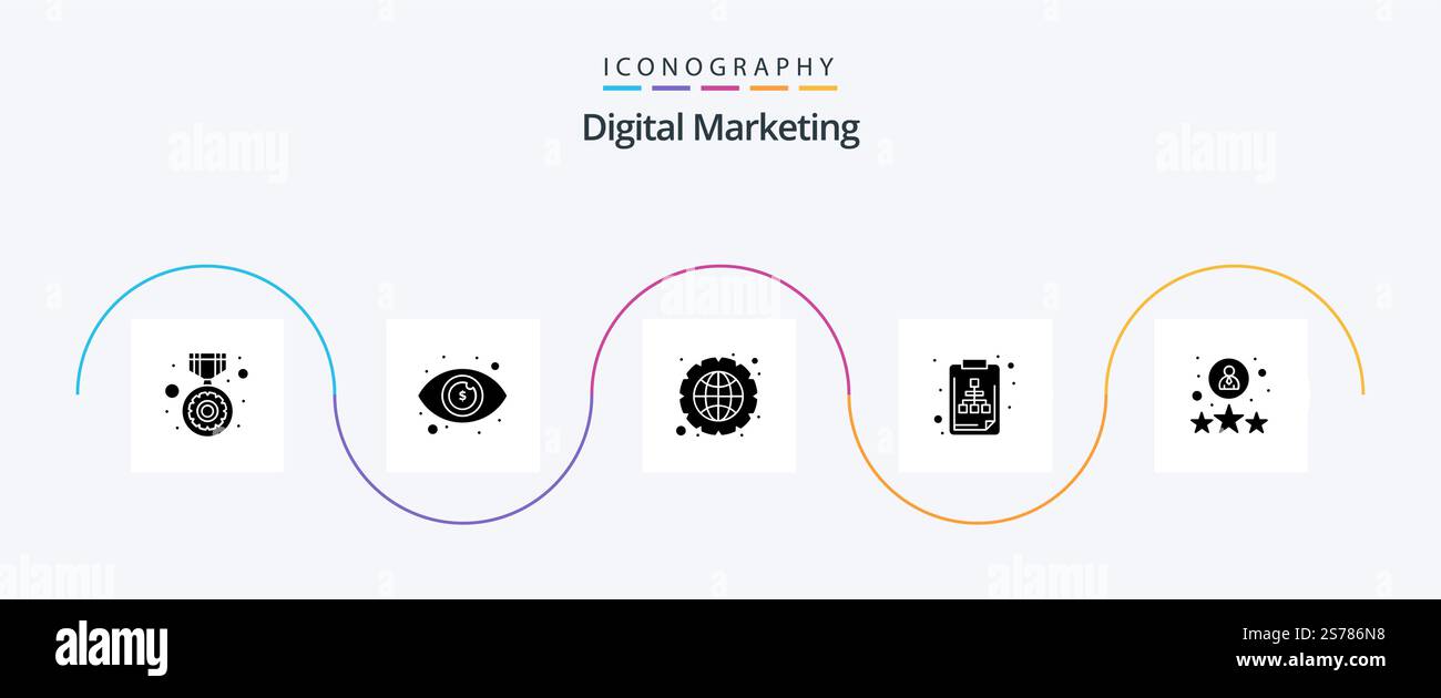 Digital Marketing Glyph 5 Icon Pack Including star. file. data ...
