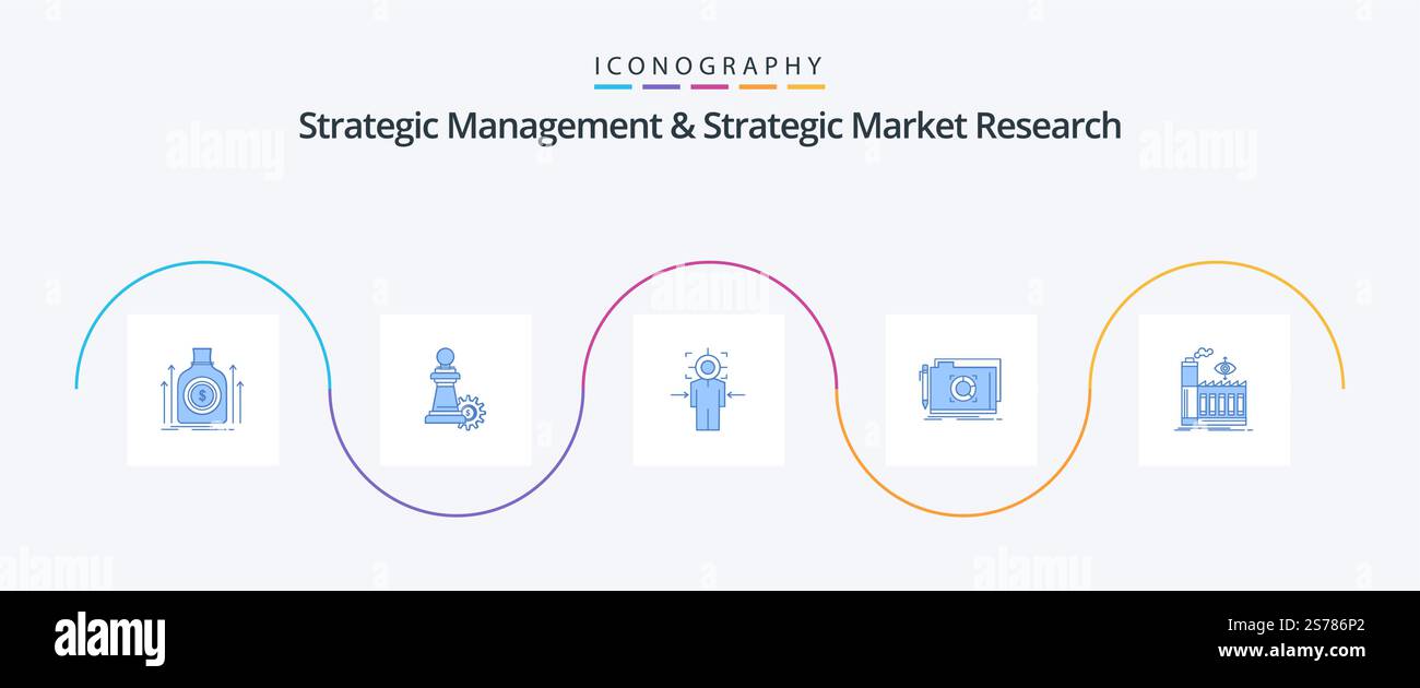 Strategic Management And Strategic Market Research Blue 5 Icon Pack ...