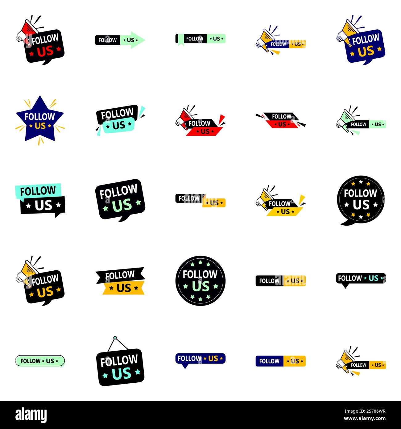 25 Versatile Follow Us Graphic Elements for Multiple Social Media ...