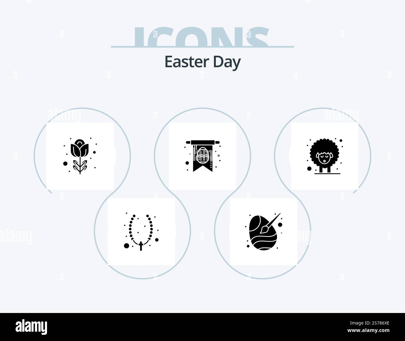 Easter Glyph Icon Pack 5 Icon Design. lamb. egg. paint. easter. rose ...