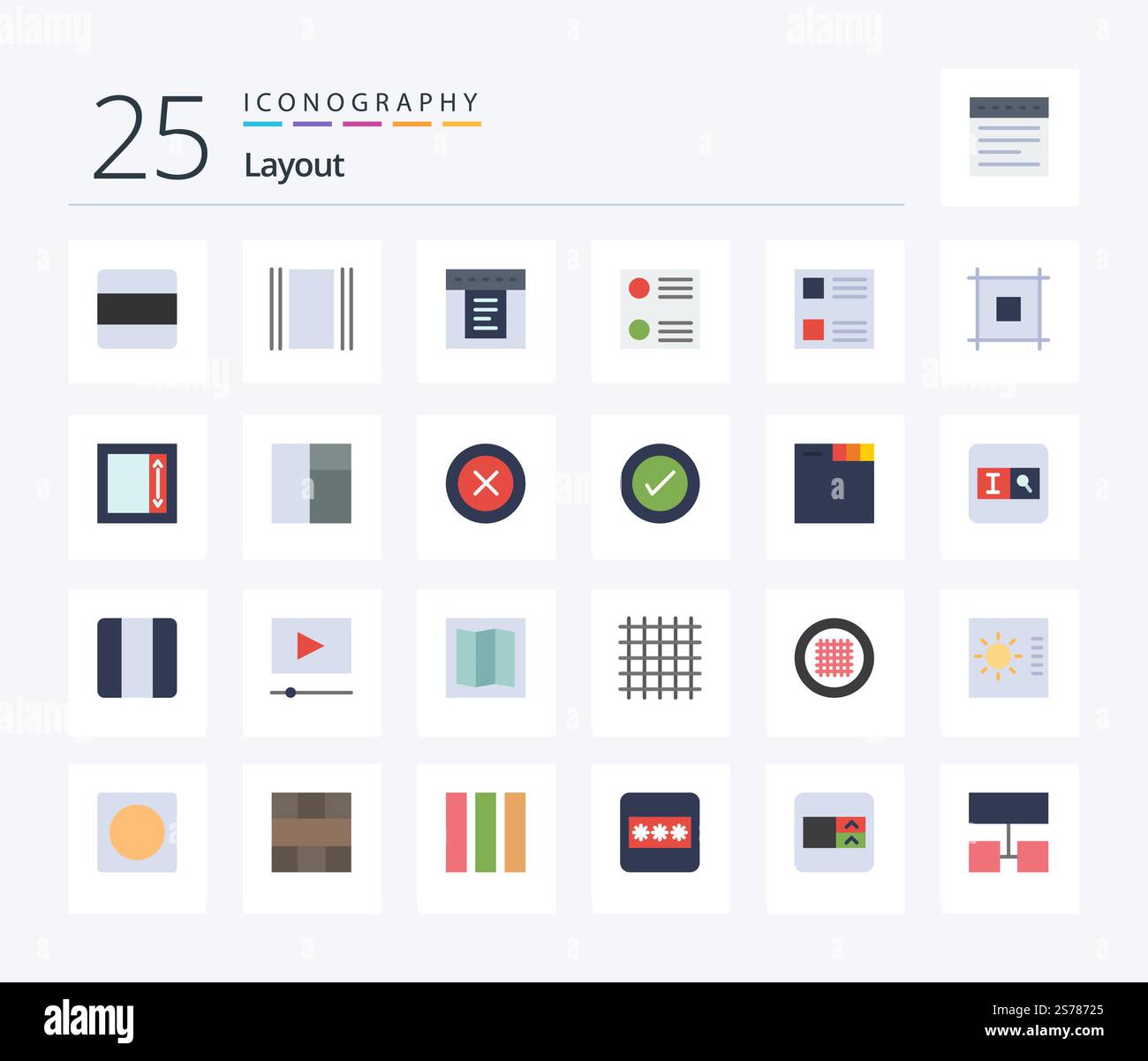 Layout 25 Flat Color icon pack including page. list. dropdown. layout. radio button Stock Vector ...
