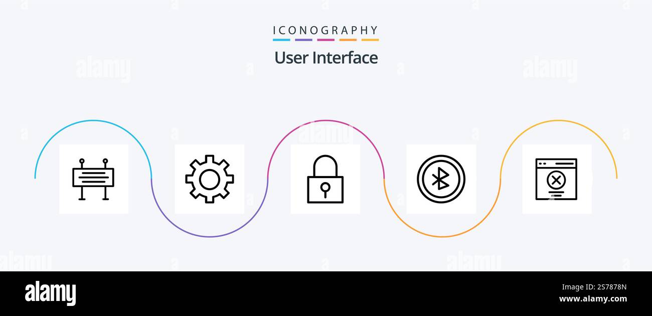 User Interface Line 5 Icon Pack Including error. user interface. user. ui. secure password Stock ...