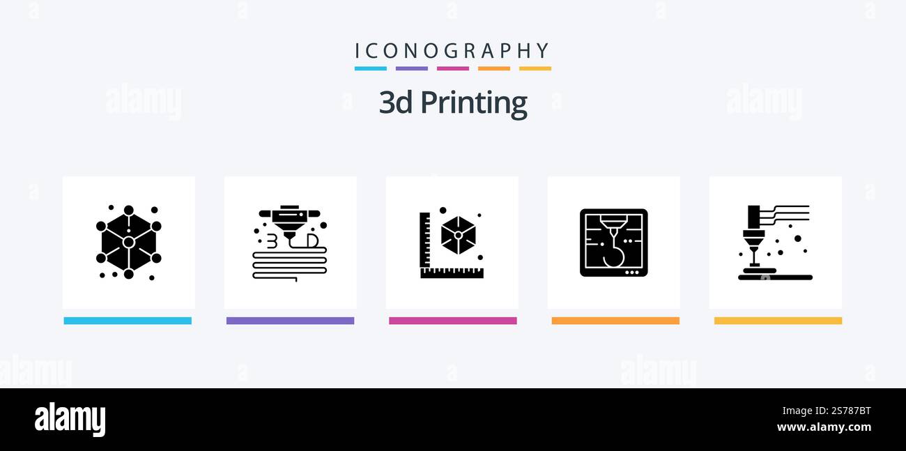 3d Printing Glyph 5 Icon Pack Including d printing. printer. printer. 3d. model. Creative Icons ...