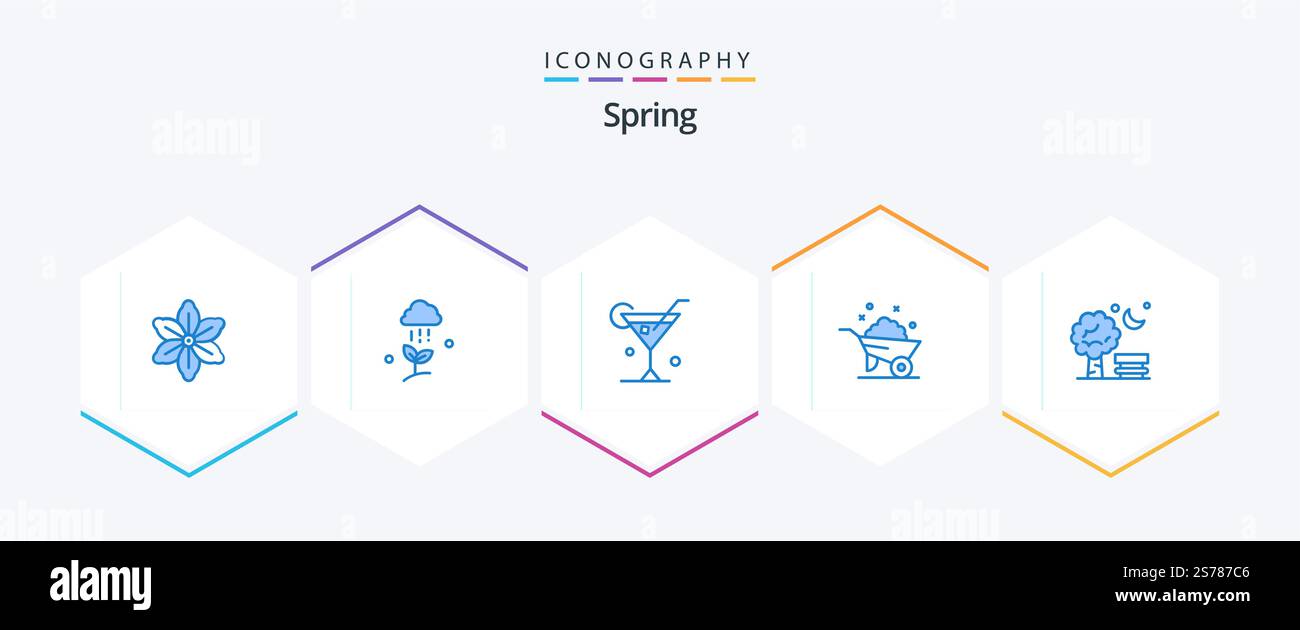 Spring 25 Blue icon pack including bench. wheel. rain. construction ...
