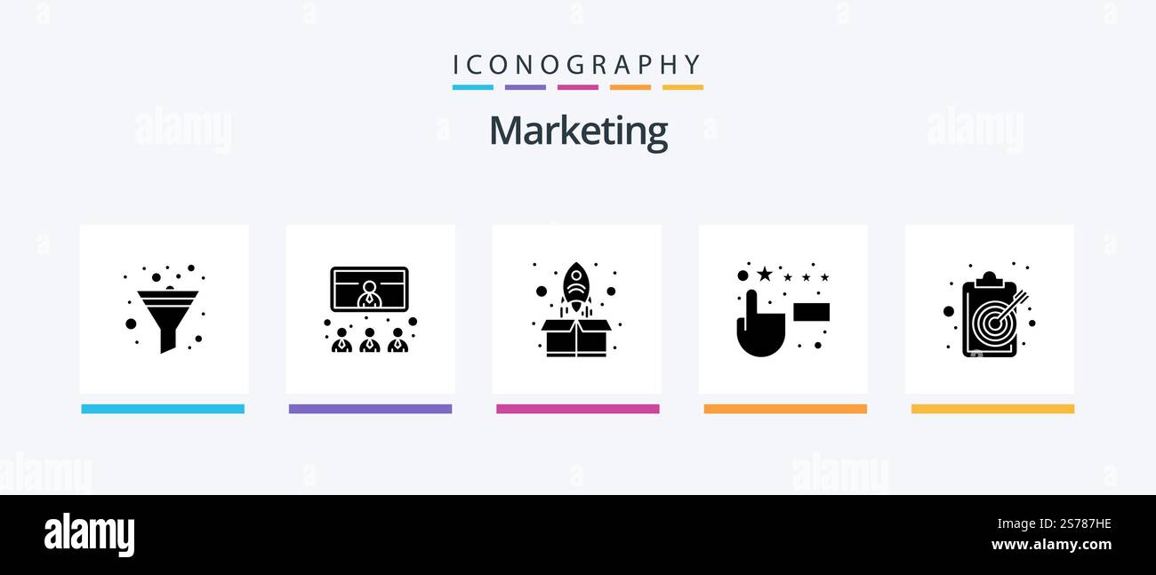 Marketing Glyph 5 Icon Pack Including goal. aim. rocket. feedback ...