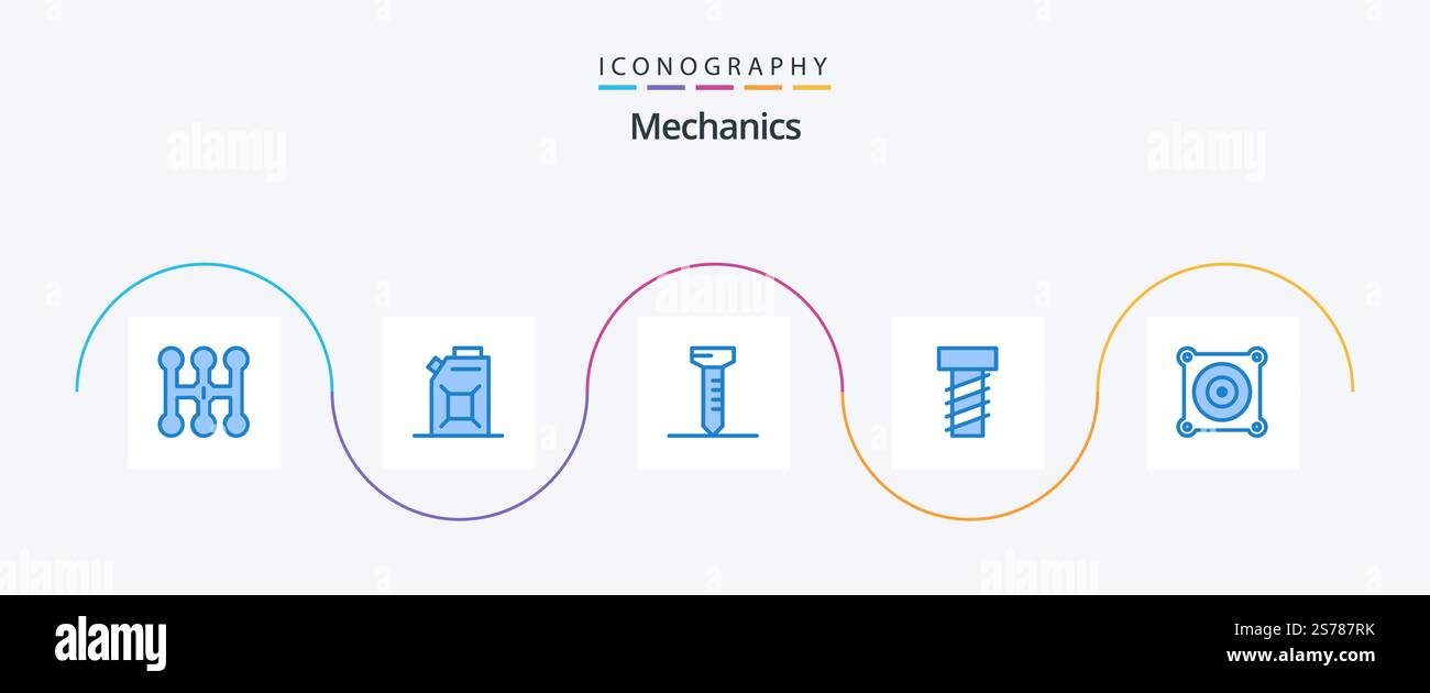 Mechanics Blue 5 Icon Pack Including . bolt. fan Stock Vector Image ...