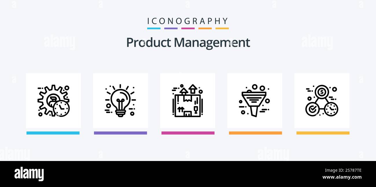 Product Management Line 5 Icon Pack Including gear. time. manager ...
