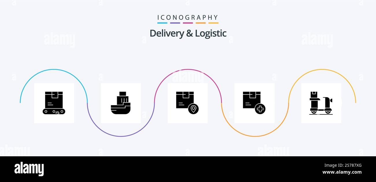 Delivery And Logistic Glyph 5 Icon Pack Including delivery. add ...