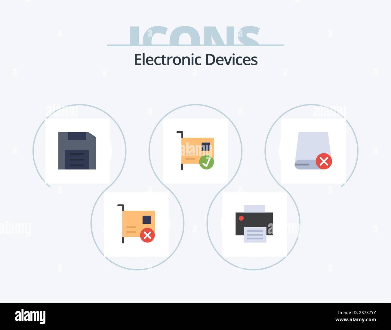 Devices Flat Icon Pack 5 Icon Design. connected. card. hardware. gadget ...