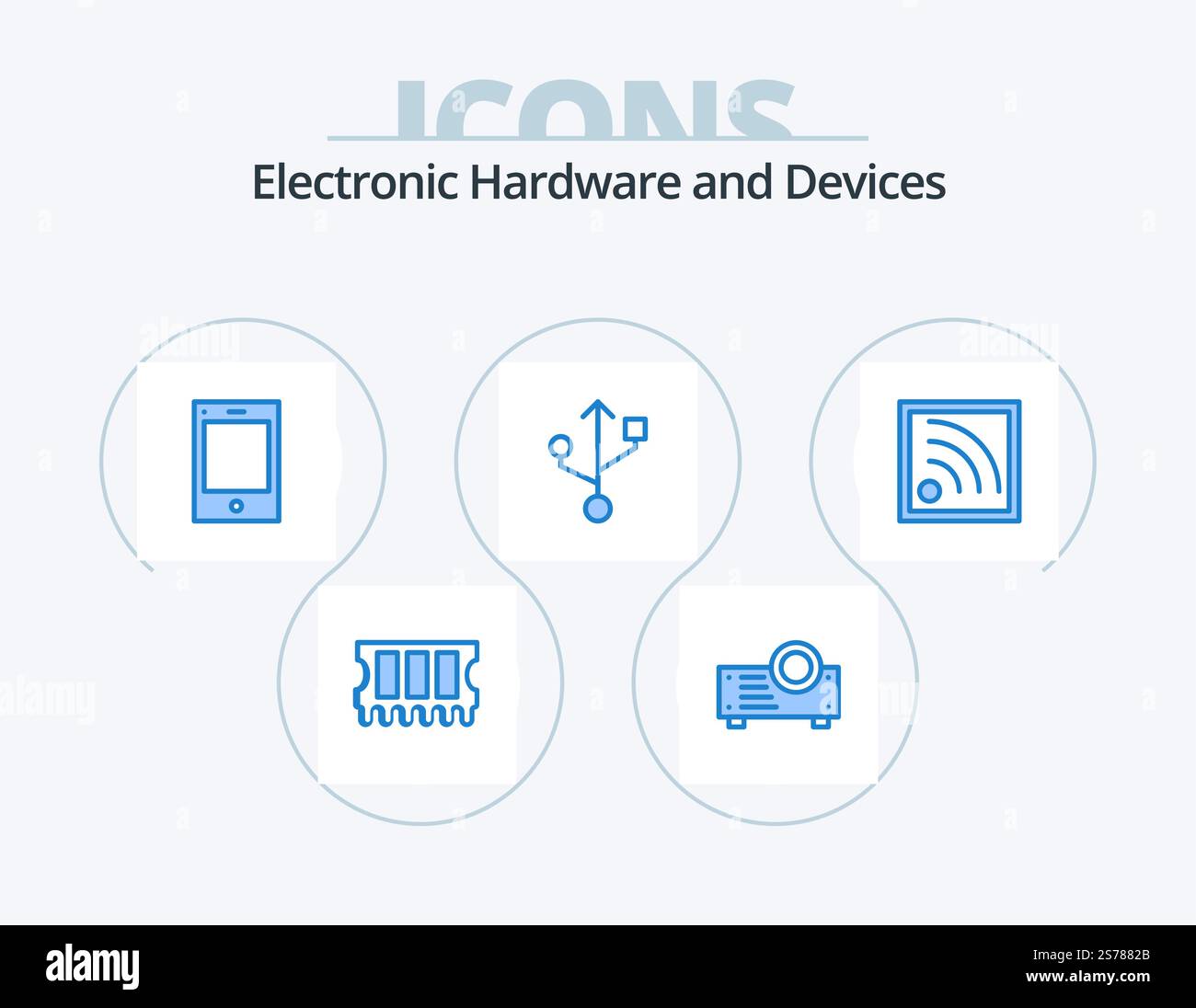 Devices Blue Icon Pack 5 Icon Design. . . phone. wifi. connection Stock ...