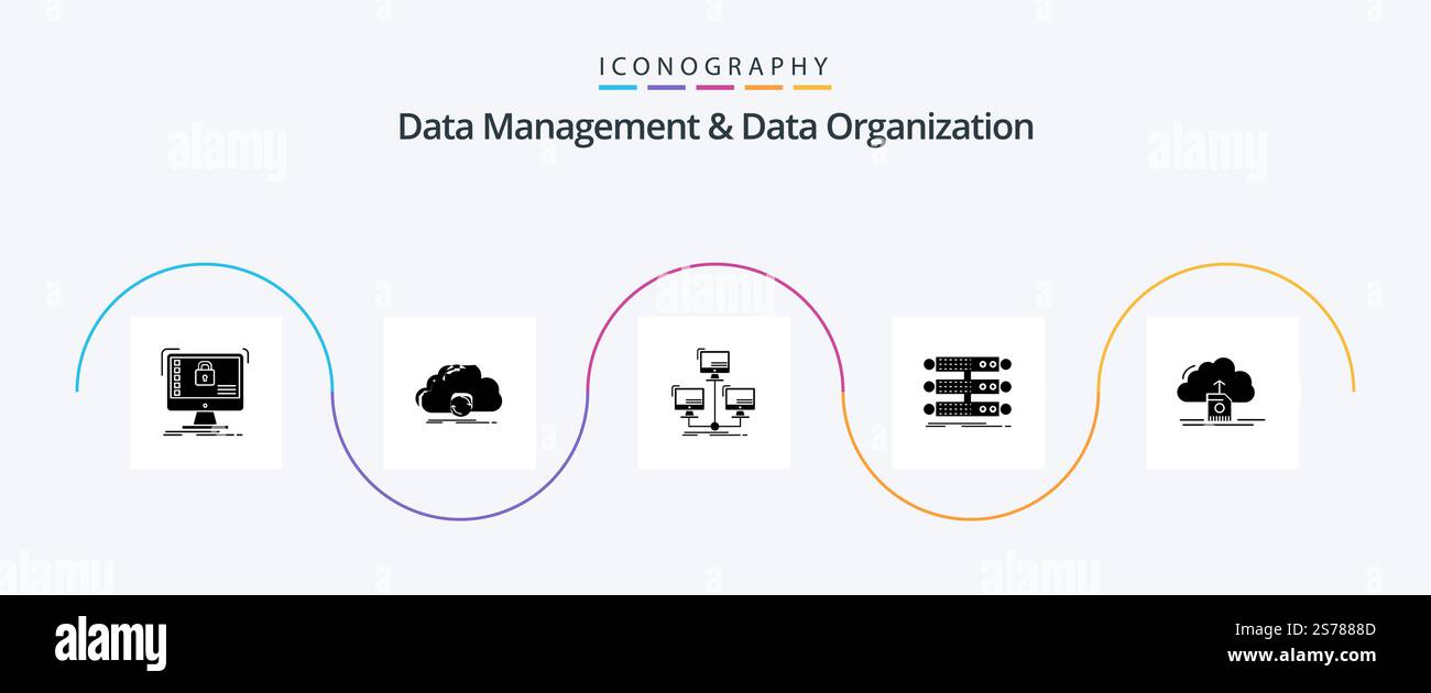 Data Management And Data Organization Glyph 5 Icon Pack Including rack ...