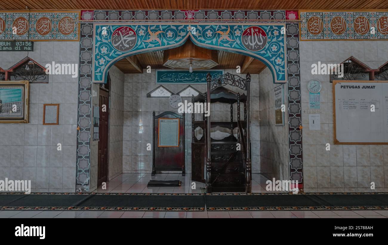 Interior view of a mosque featuring intricate Islamic architecture ...