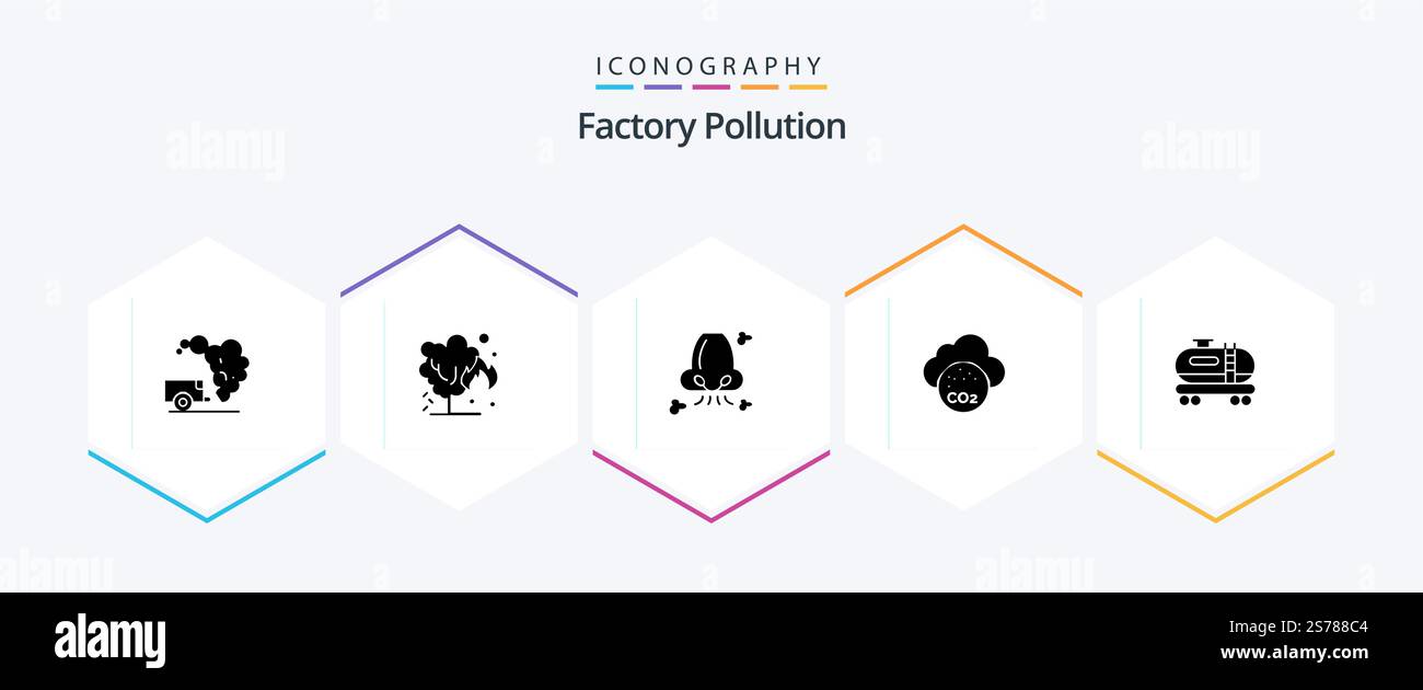 Factory Pollution 25 Glyph icon pack including tank. co pollution. air ...