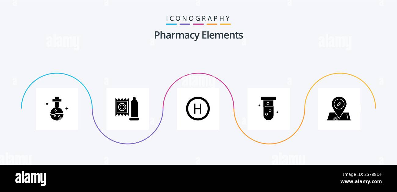 Pharmacy Elements Glyph 5 Icon Pack Including test . tube . medical ...