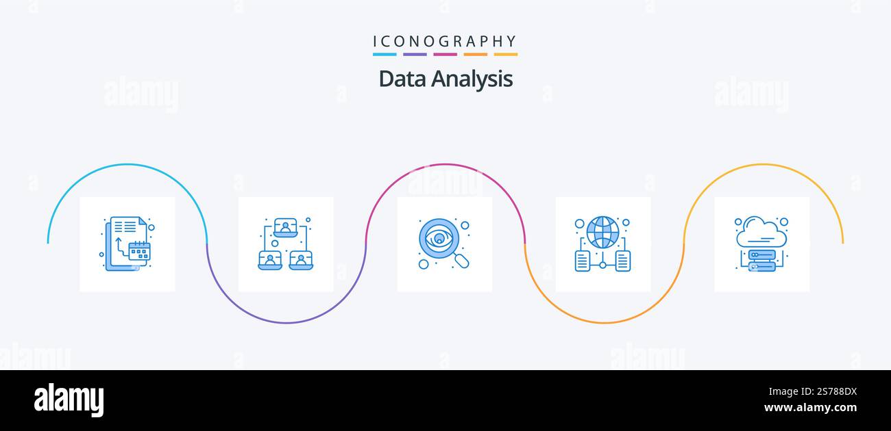 Data Analysis Blue 5 Icon Pack Including server. folder. business. data. search Stock Vector ...