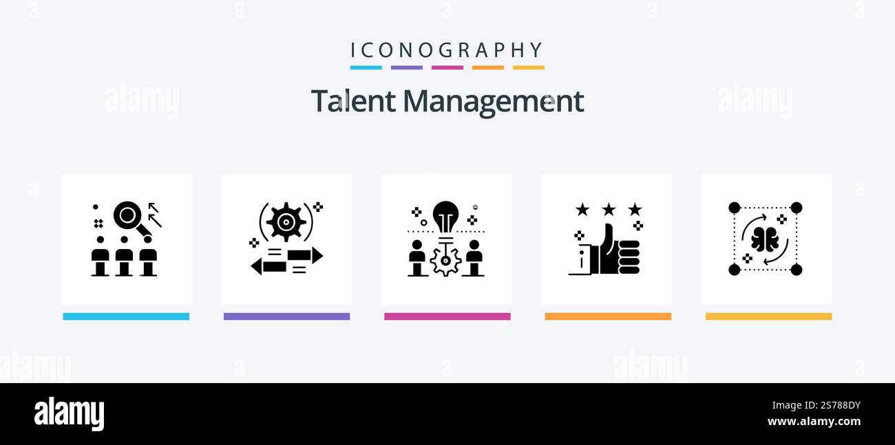 Talent Management Glyph 5 Icon Pack Including tumbs. like. left ...