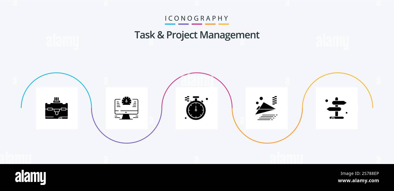 Task And Project Management Glyph 5 Icon Pack Including . paper plane ...