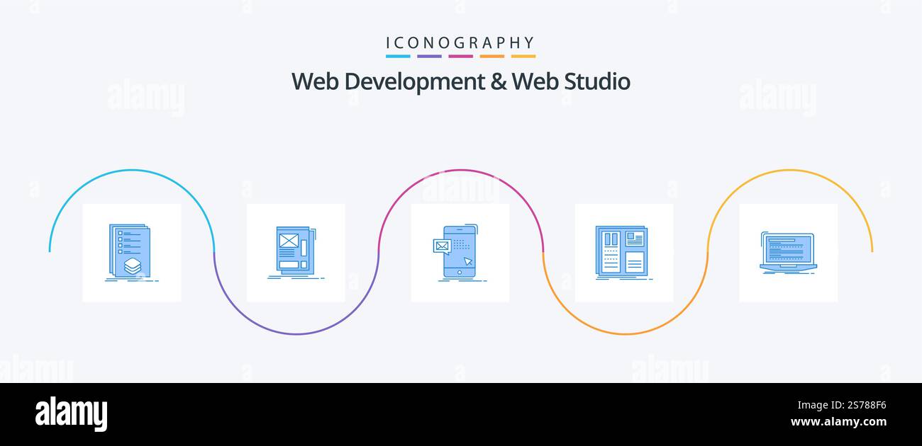 Web Development And Web Studio Blue 5 Icon Pack Including grid. layout ...