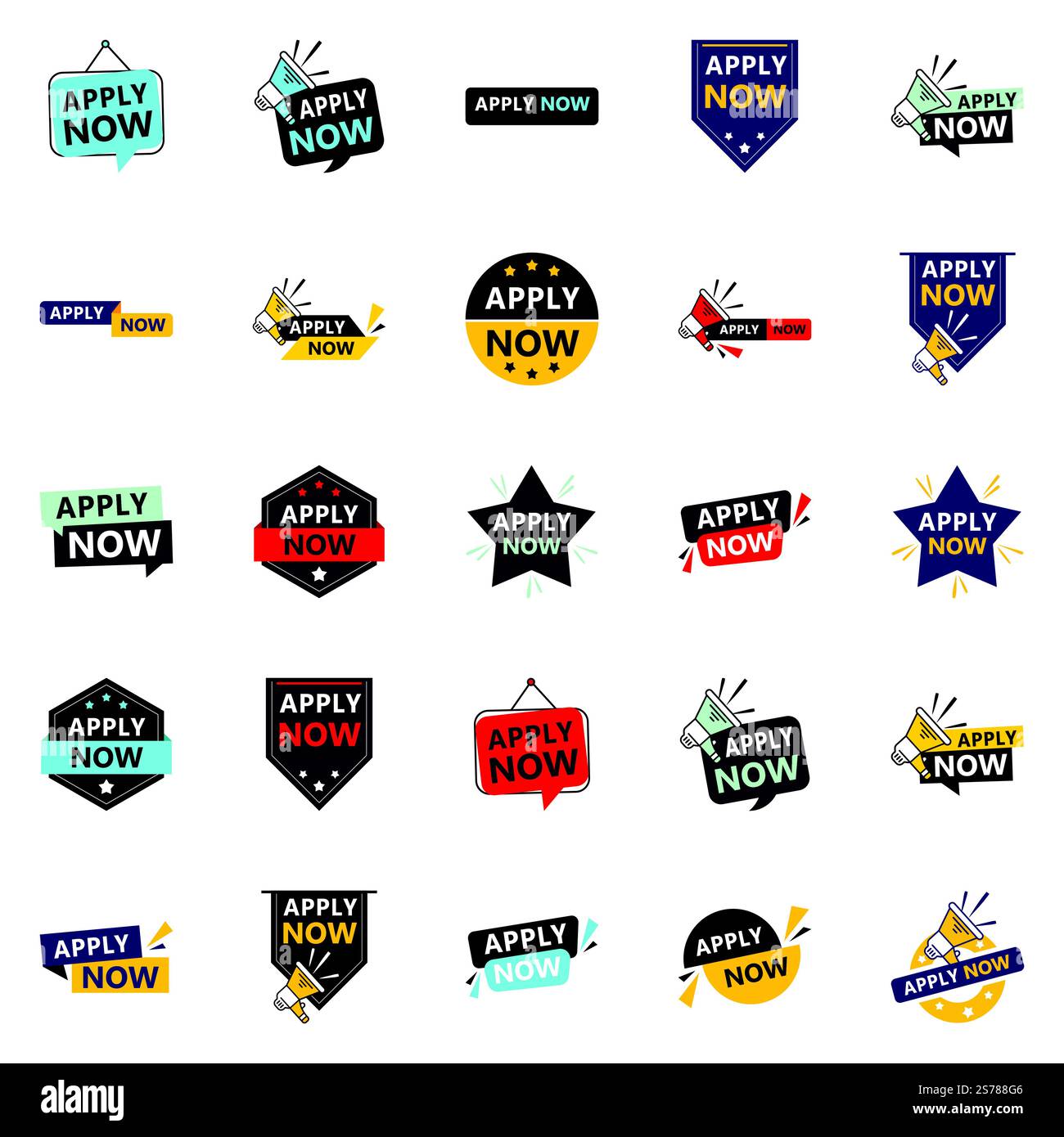 Make a Statement with Our Pack of 25 Apply Now Banners Stock Vector ...