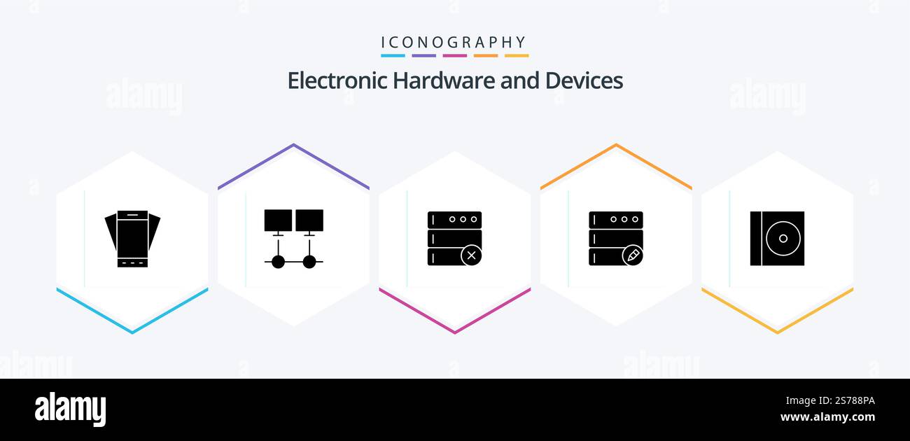 Devices 25 Glyph icon pack including compact. server. network. edit. serve Stock Vector Image ...