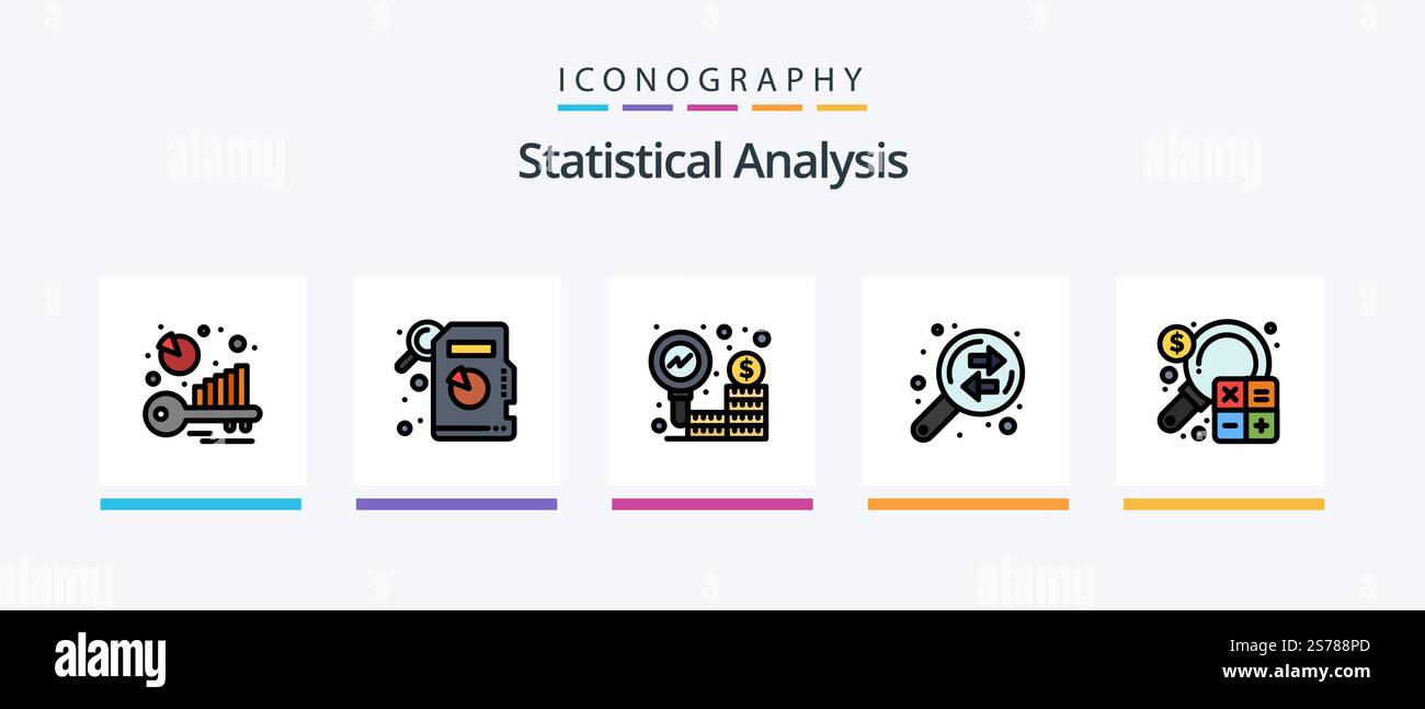 Statistical Analysis Line Filled 5 Icon Pack Including . consumers ...