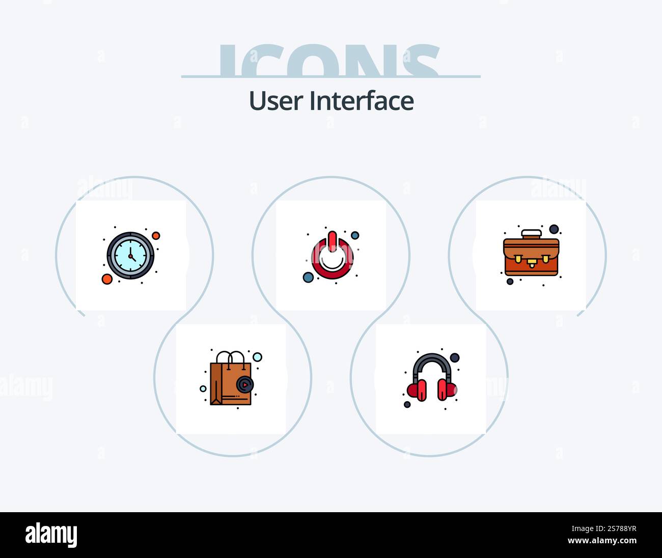 User Interface Line Filled Icon Pack 5 Icon Design. . map. movie. location. wireless Stock ...