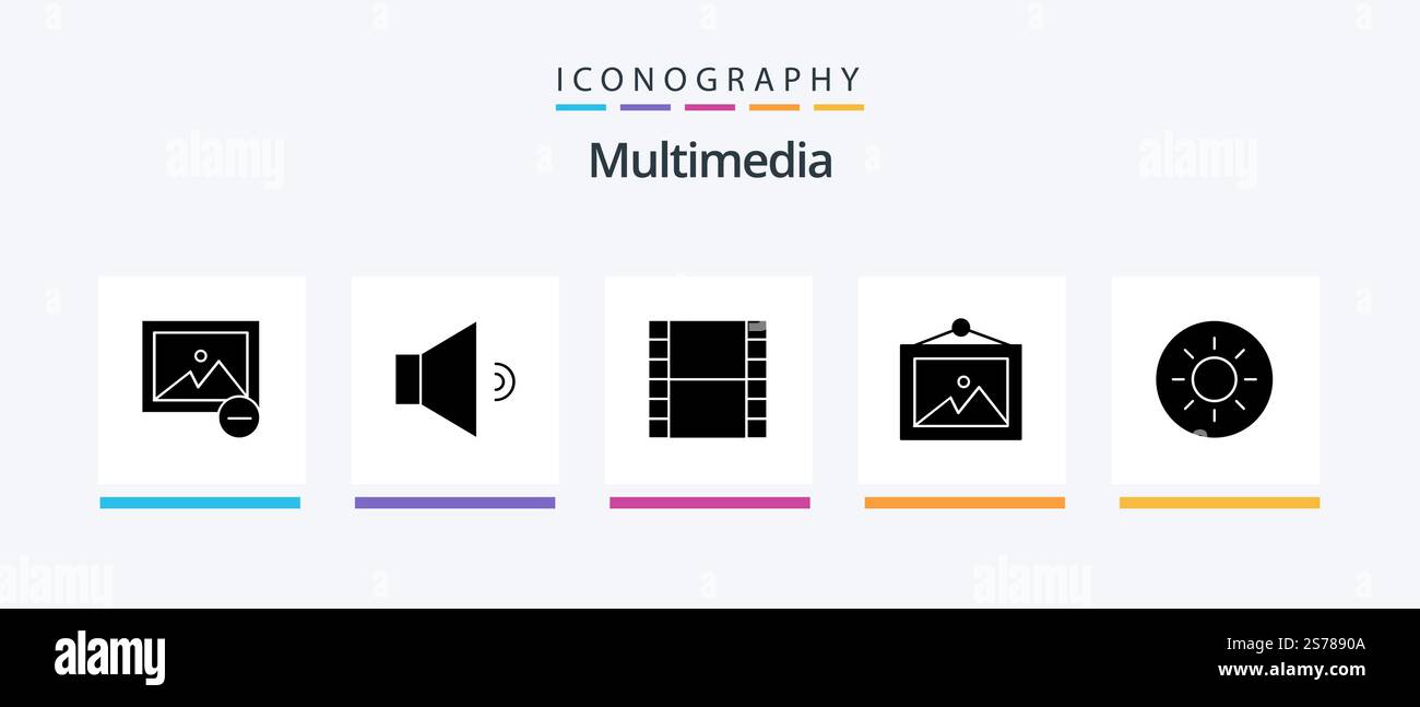 Multimedia Glyph 5 Icon Pack Including . video. brightness. Creative ...