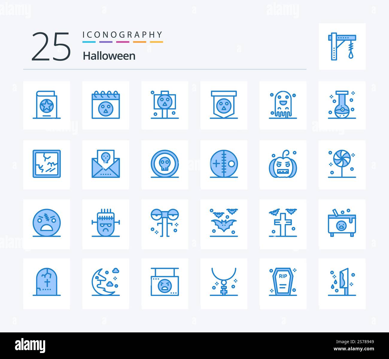 Halloween 25 Blue Color icon pack including beaker. scary. board ...