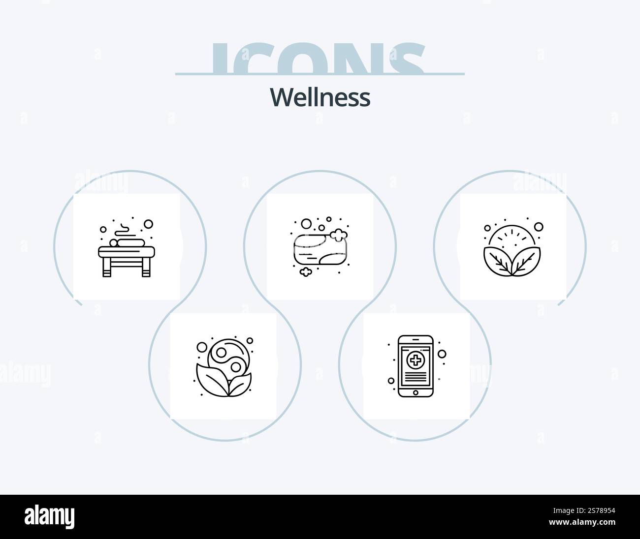 Wellness Line Icon Pack 5 Icon Design. heart. leaf. doctor. yin. symbol ...