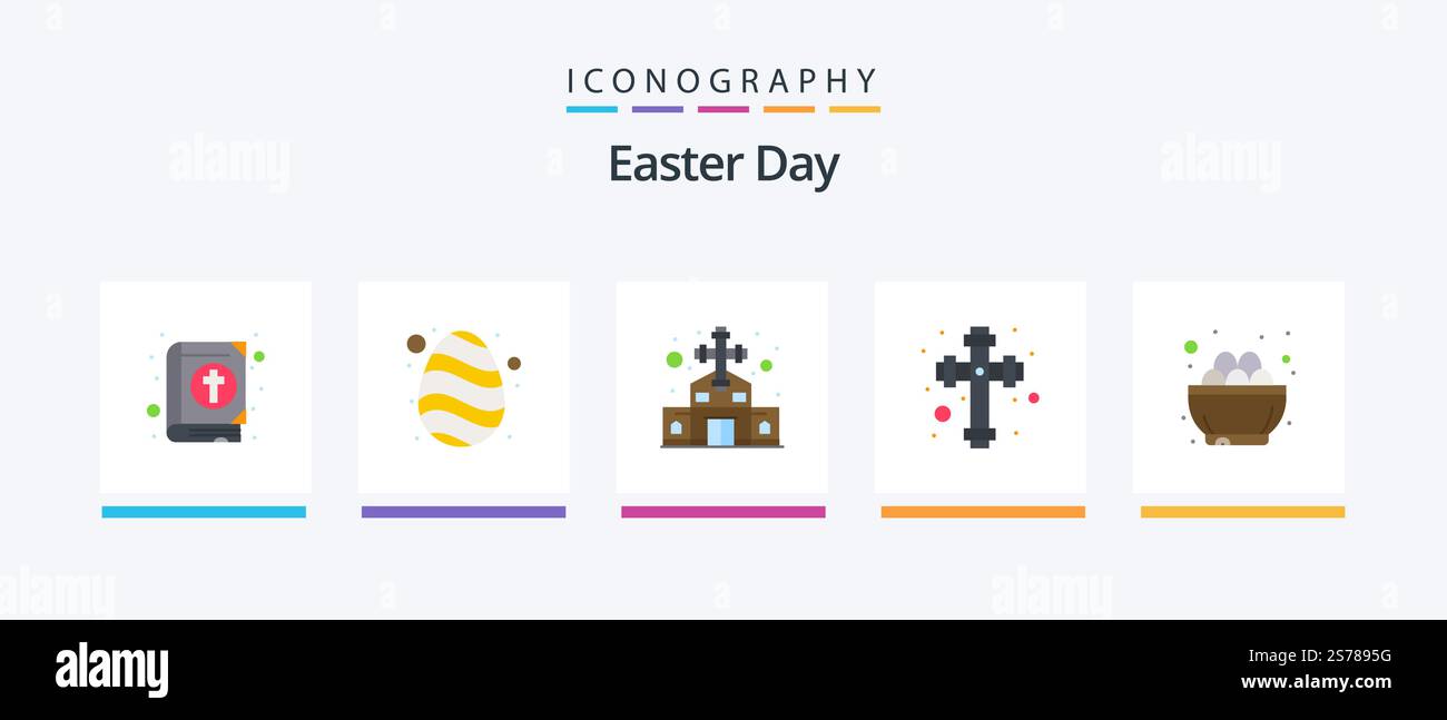 Easter Flat 5 Icon Pack Including easter. bowl. building. cross ...