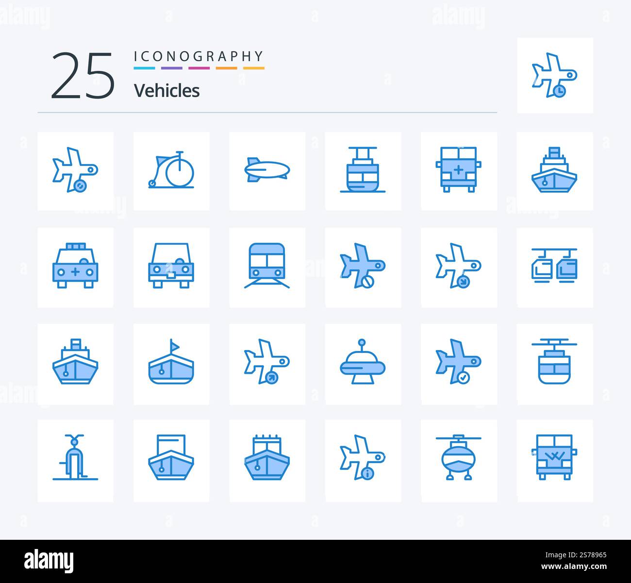 Vehicles 25 Blue Color icon pack including ambulance. transportation ...