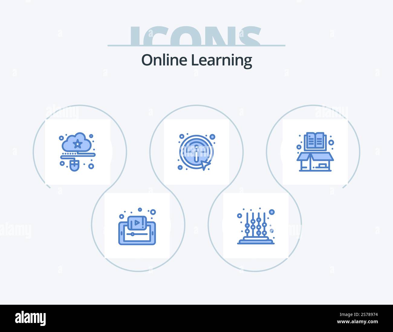 Online Learning Blue Icon Pack 5 Icon Design. information. details ...