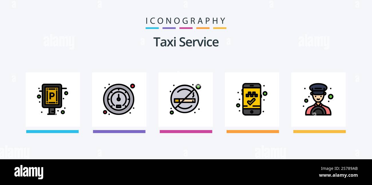 Taxi Service Line Filled 5 Icon Pack Including . station. navigation. sign. board. Creative ...