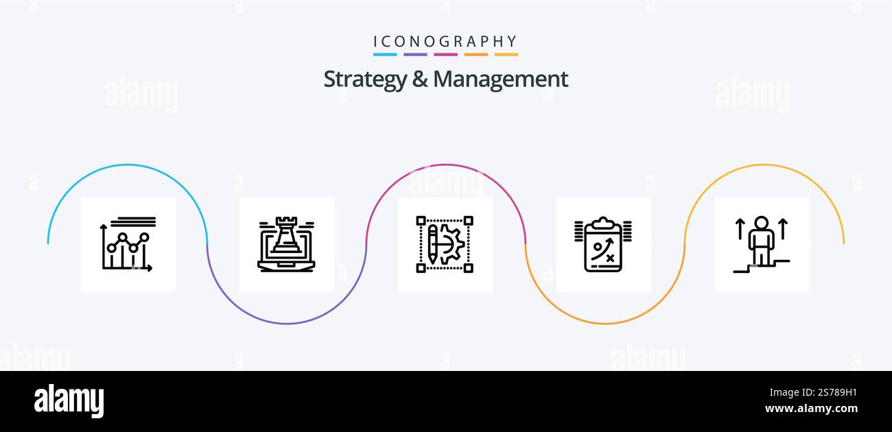 Strategy And Management Line 5 Icon Pack Including tactic. planning ...