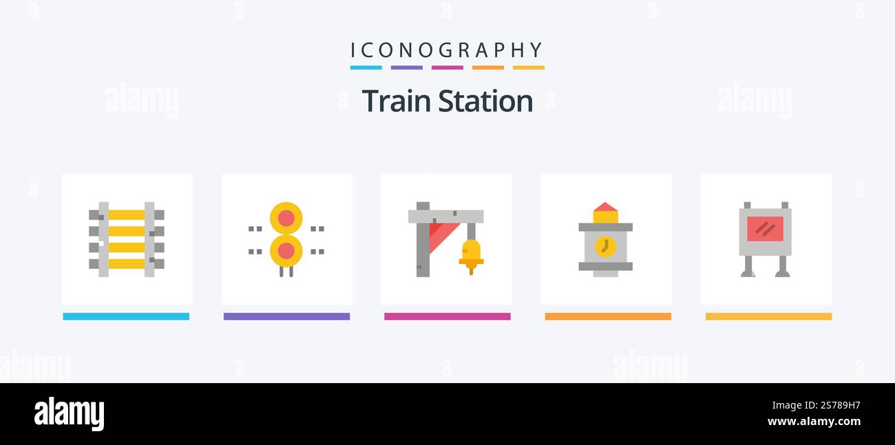 Train Station Flat 5 Icon Pack Including advertising. station ...
