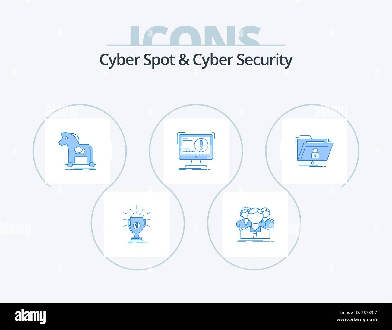Cyber Spot And Cyber Security Blue Icon Pack 5 Icon Design. attack ...