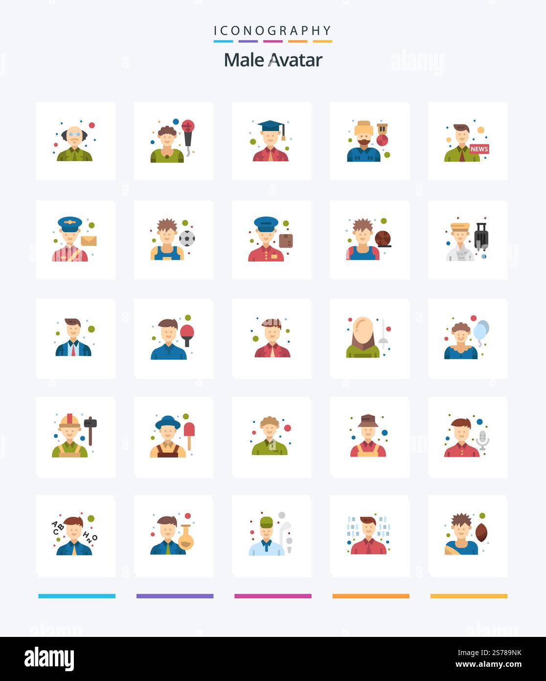 Creative Male Avatar 25 Flat icon pack Such As avatar. media. male ...