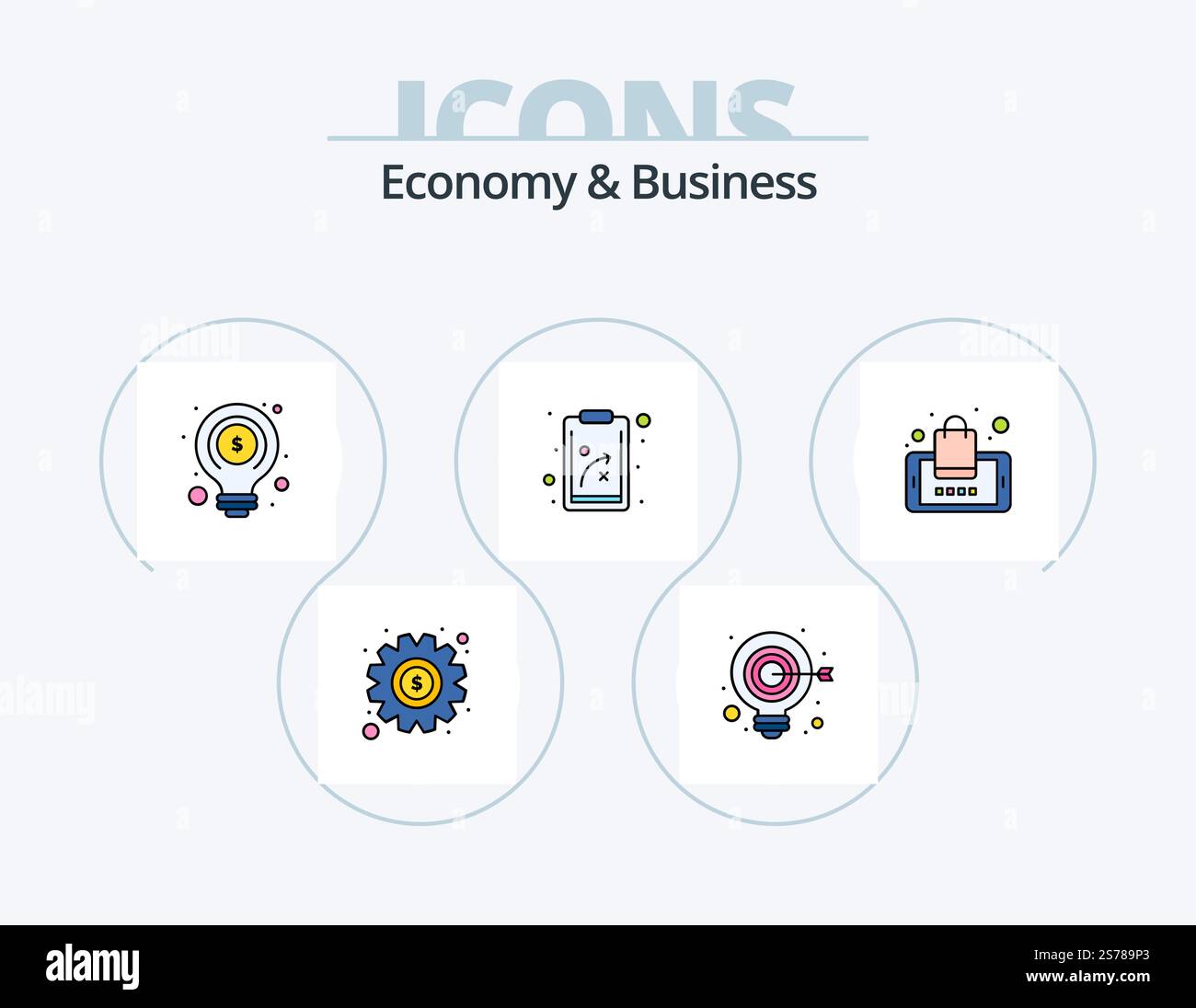 Economy And Business Line Filled Icon Pack 5 Icon Design. gold. people ...