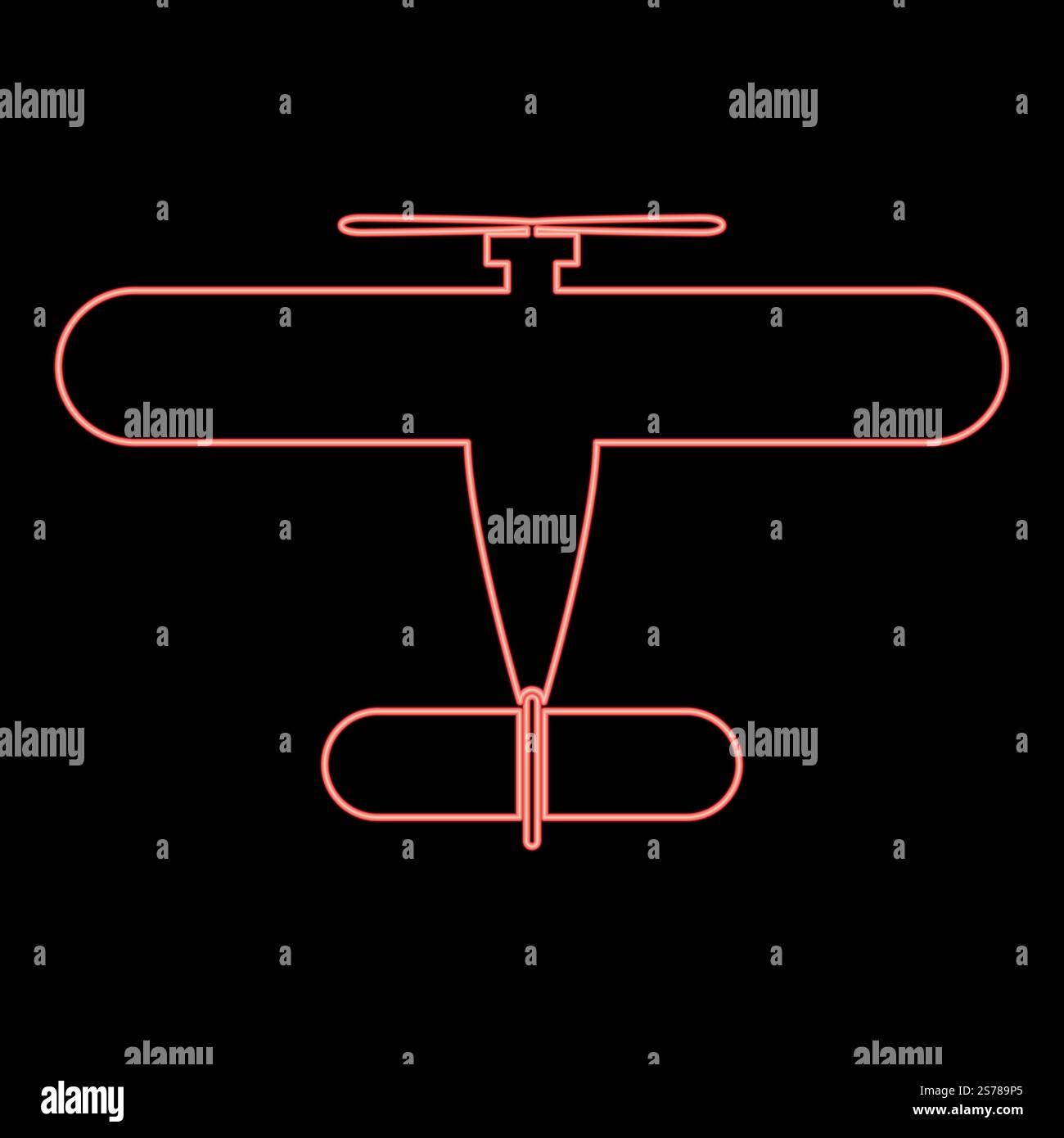 Neon propelier aircraft retro vintage small plane single engine red ...