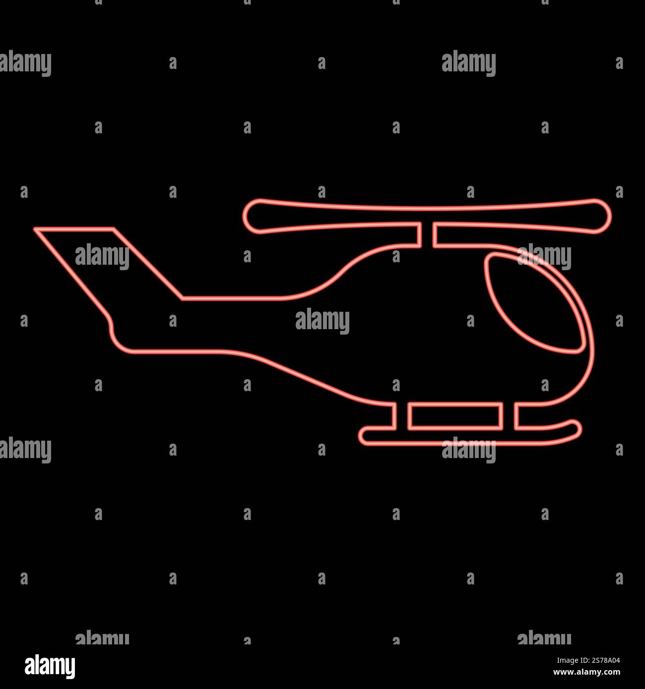 Neon helicopter chopper in air red color vector illustration image flat ...