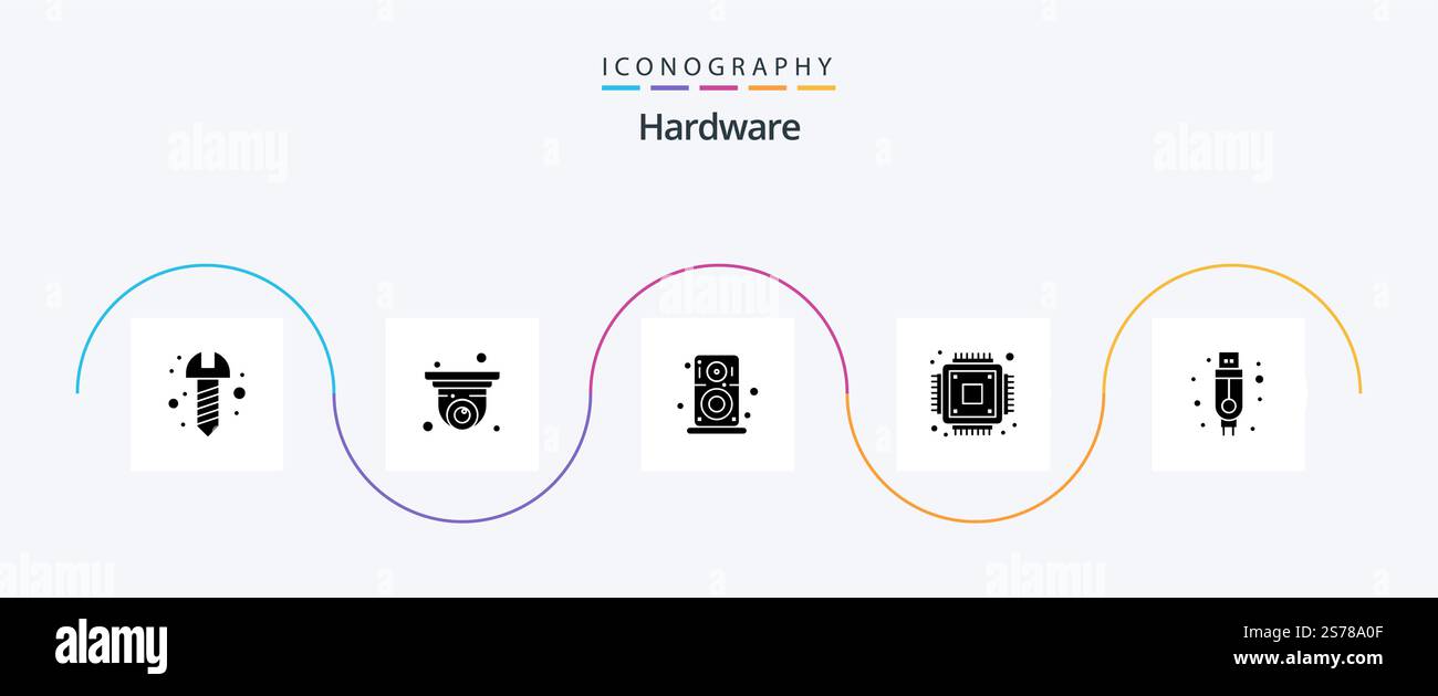 Hardware Glyph 5 Icon Pack Including . cable. hardware. adapter. hardware Stock Vector Image ...