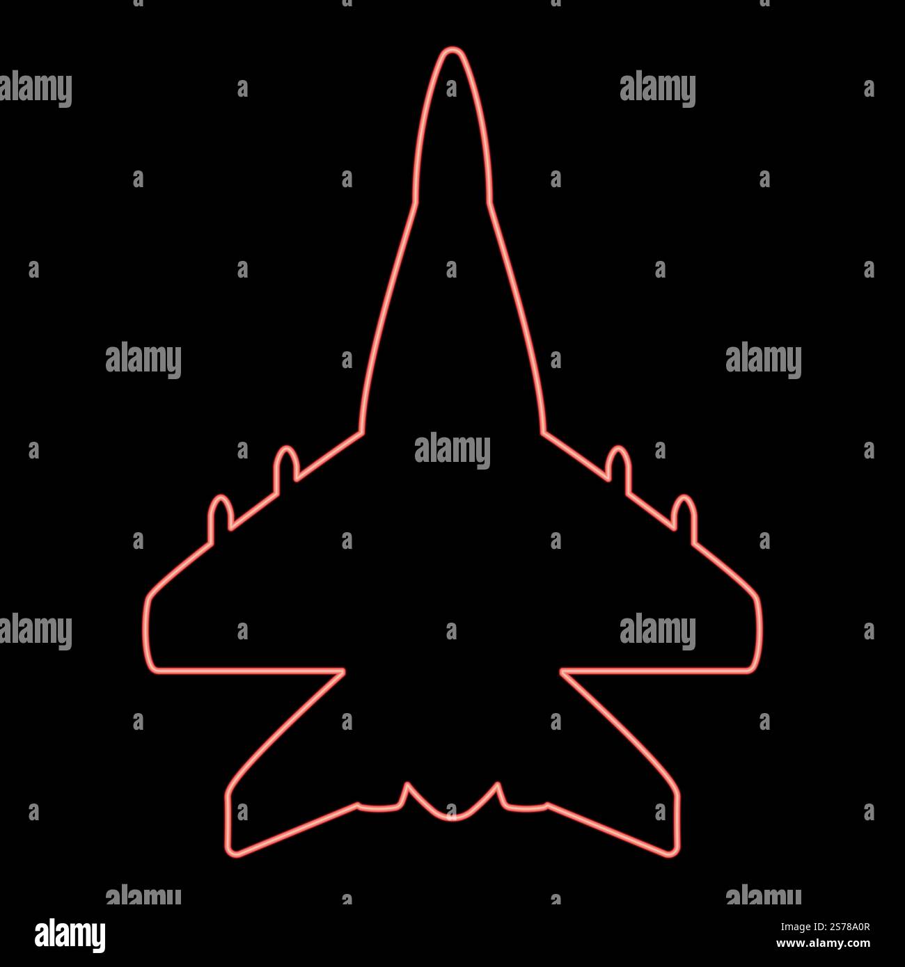 Neon jet plane fighter reactive pursuit military red color vector ...