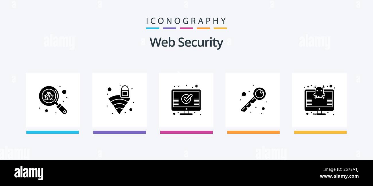 Web Security Glyph 5 Icon Pack Including screen. protection. check ...